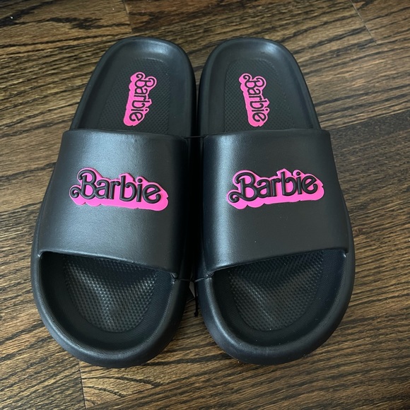 Barbie | Shoes | Barbie The Movie Black And Pink Barbie Logo Slides ...